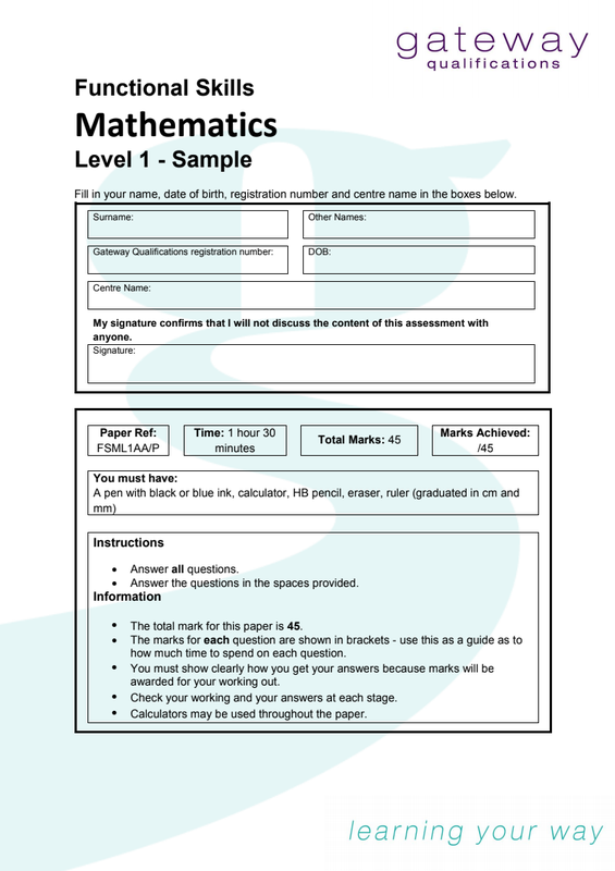 Functional Skills Maths Level 1