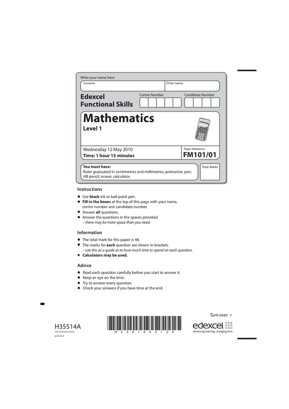 Functional Skills Maths Level 1